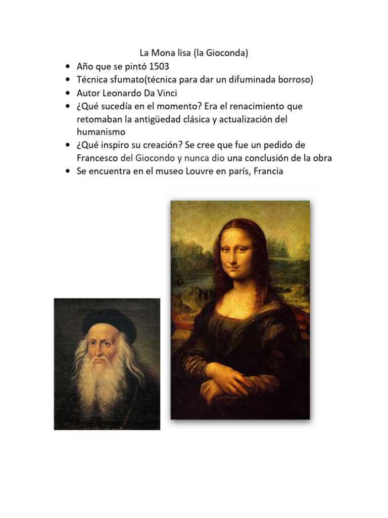 Investigacion La Mona Lisa | PDF
