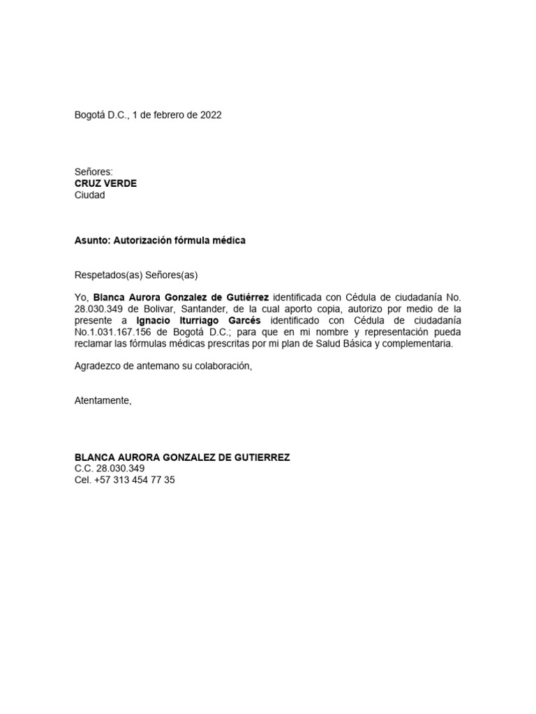 Autorización CRUZ VERDE | PDF