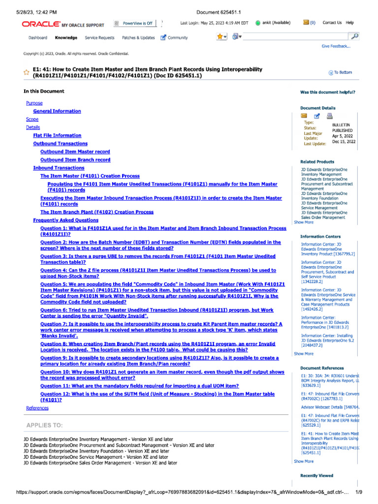 Creation of Item Master and Item Branch Records Using Interoperability ...