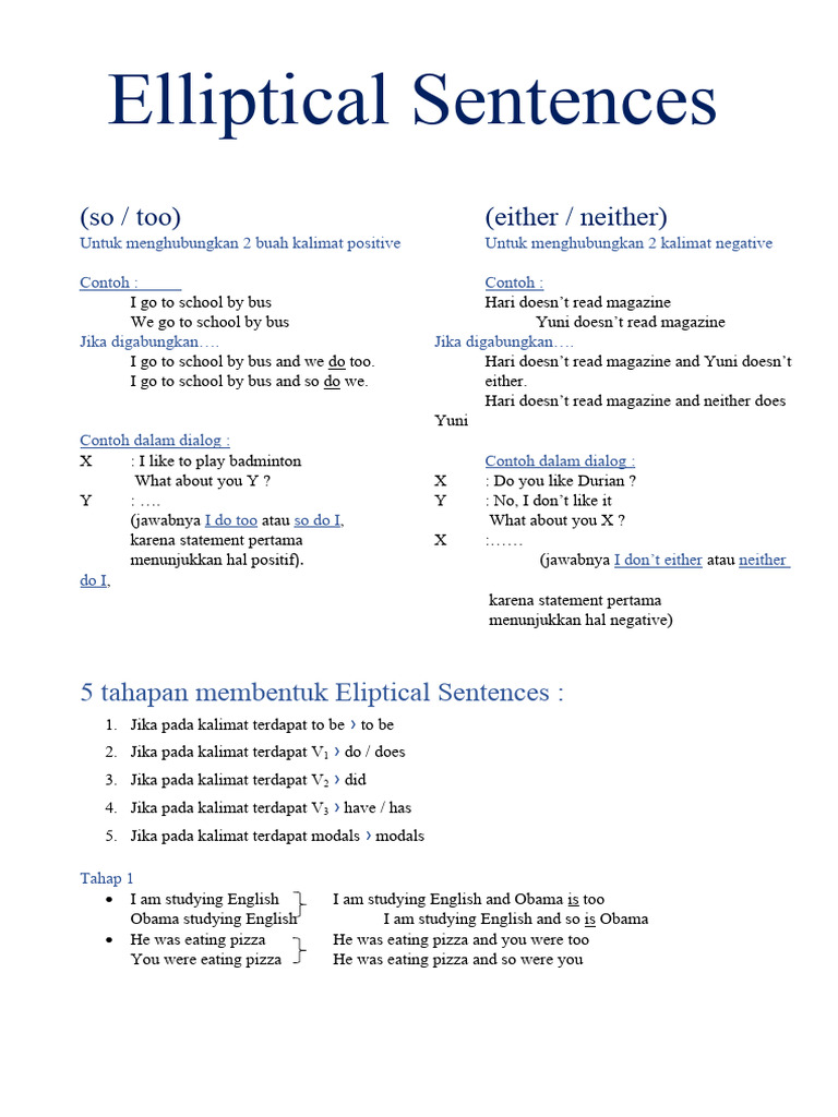 Elliptical Sentences | PDF | Linguistic Typology | Languages