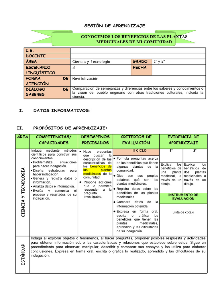 Sesión de Aprendizaje de Cyt. Okkk | PDF | Evaluación | Aprendizaje