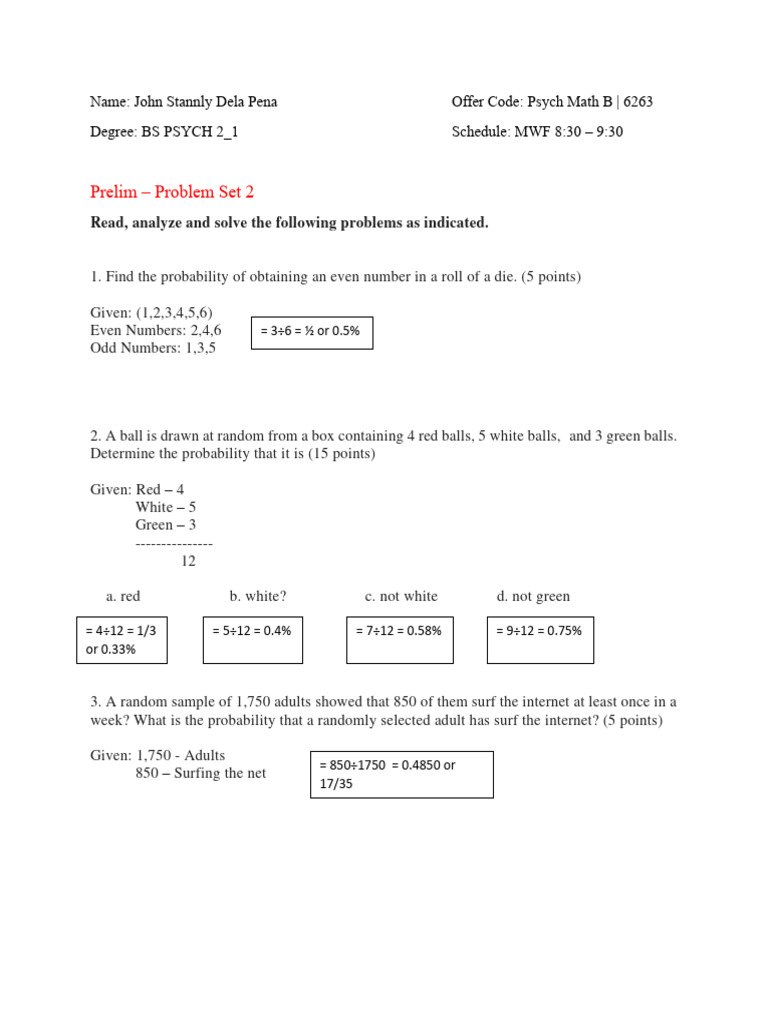 Psych Math Prelim Set 2 | PDF | Teaching Methods & Materials | Wellness