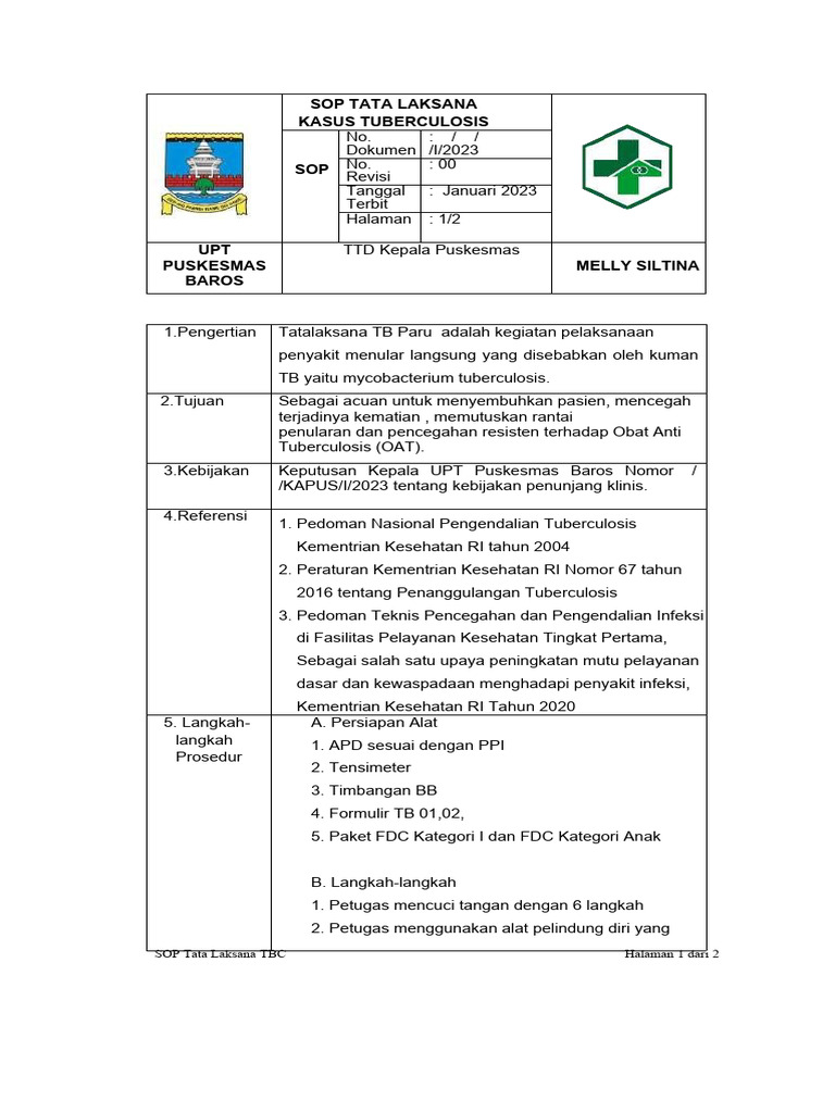 Sop Tata Laksana TB | PDF | Pengembangan Diri | Kesehatan Holistik
