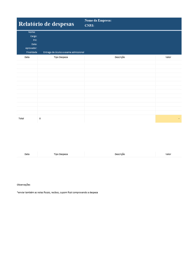 Modelo de Relatório de Reembolso | PDF