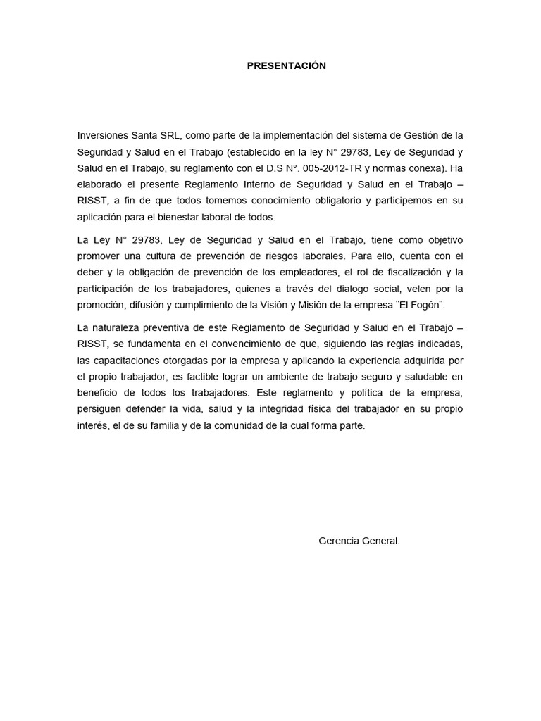 RISST | PDF | Seguridad y salud ocupacional | Derecho laboral