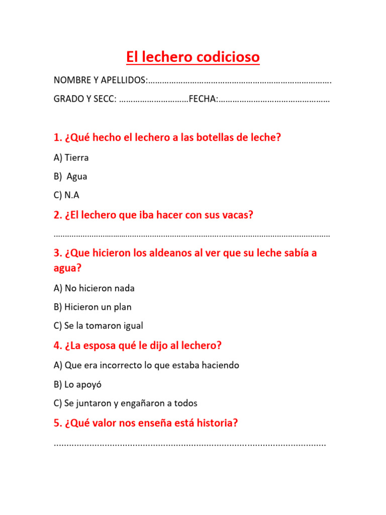 El Lechero Codicioso | PDF