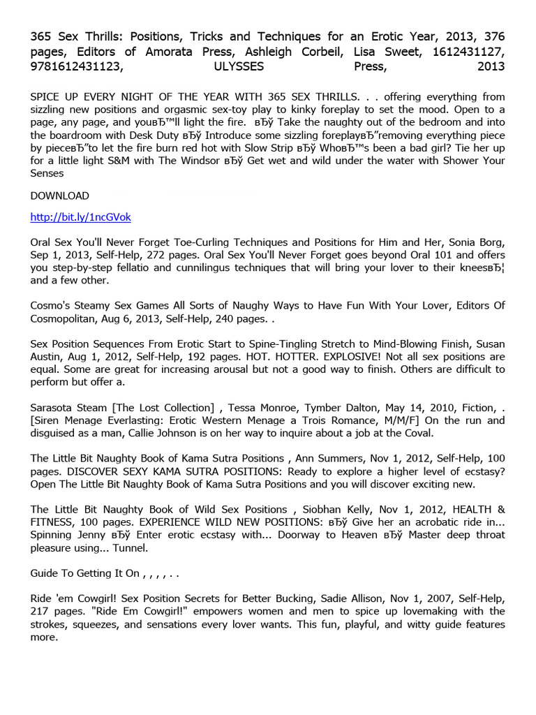 365 Sex Thrills Positions Tricks and Techniques For An Erotic Year | PDF | Social Security ...