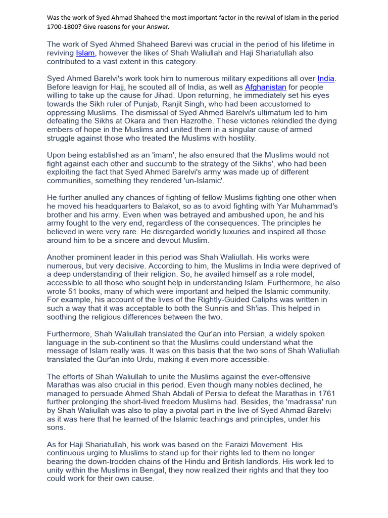 Syed Ahmad Shaheed | PDF | Abrahamic Religions | Religious Faiths