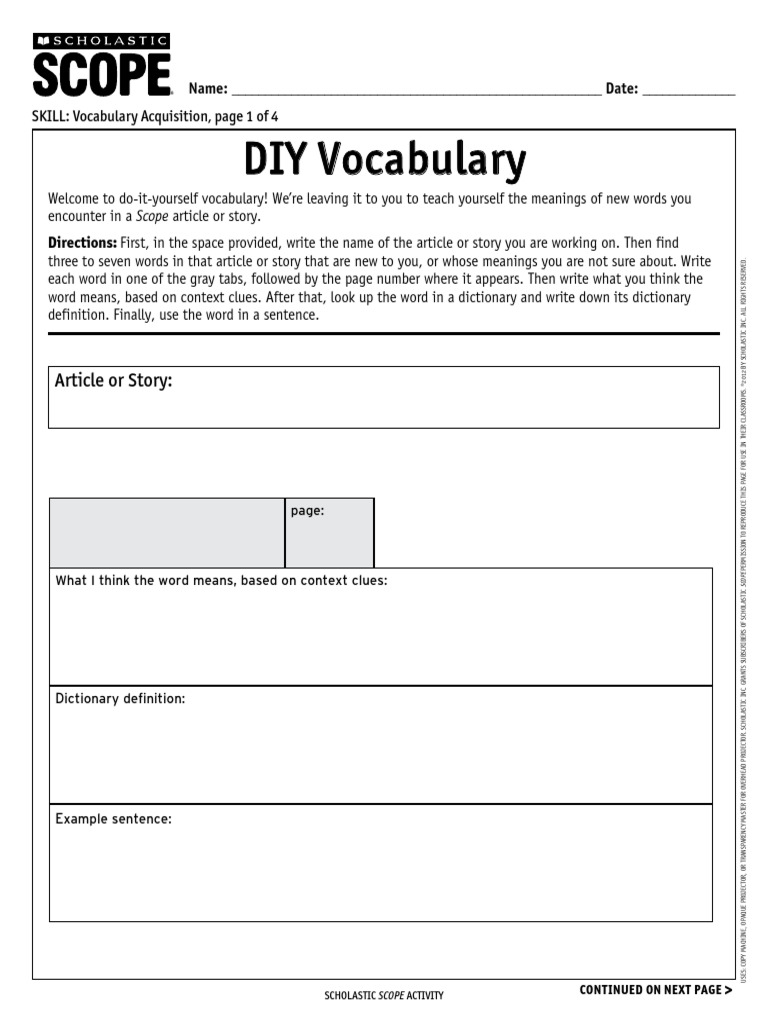 SCOPE Library DIYVocabulary | PDF | Vocabulary | Word