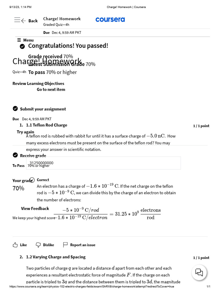 Charge! Homework - Coursera | PDF Charge! Homework - Coursera | PDF