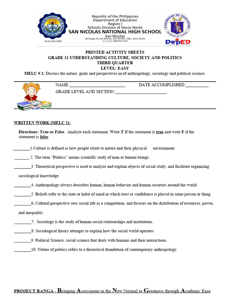 Printed As Melc 1 and Melc 2 Ucsp | PDF | Science | Sociology