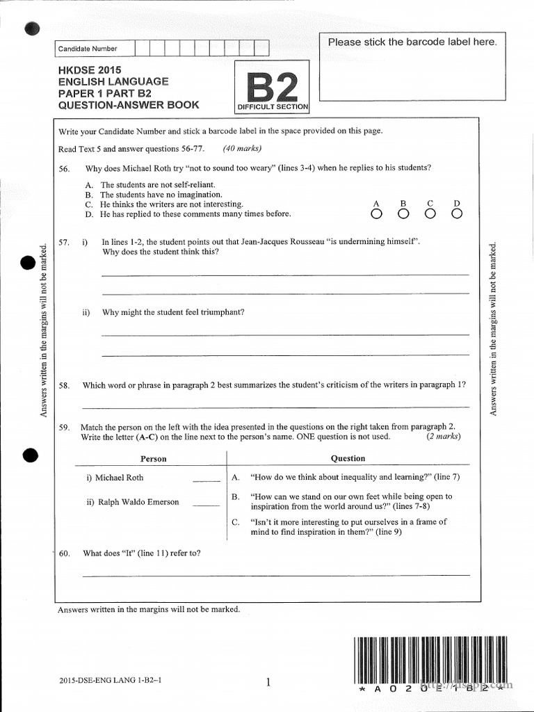 2015 Dse Eng Lang 1 B2 | PDF