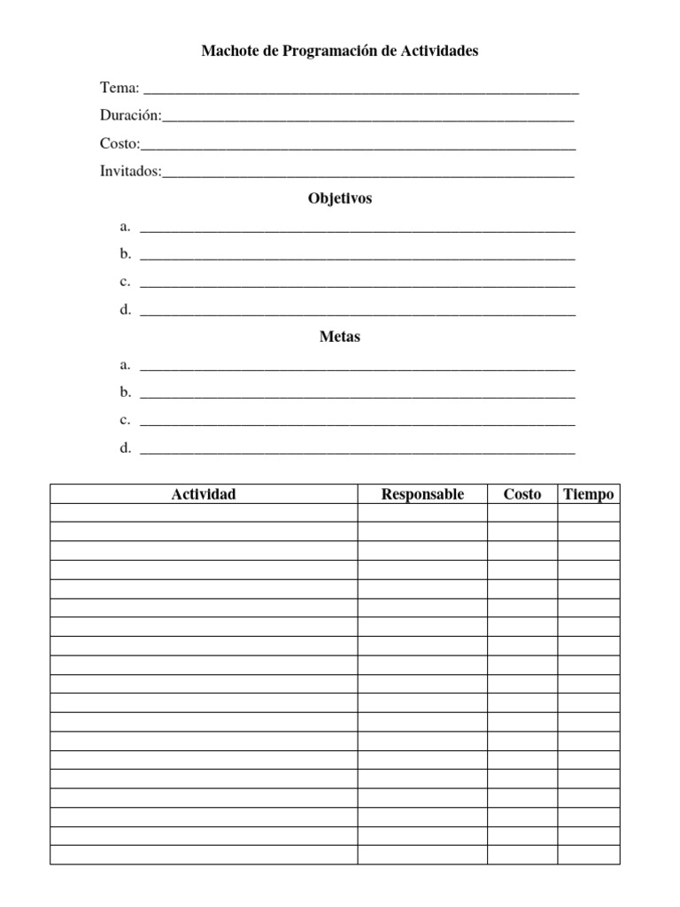 Machote de Programación de Actividades | PDF