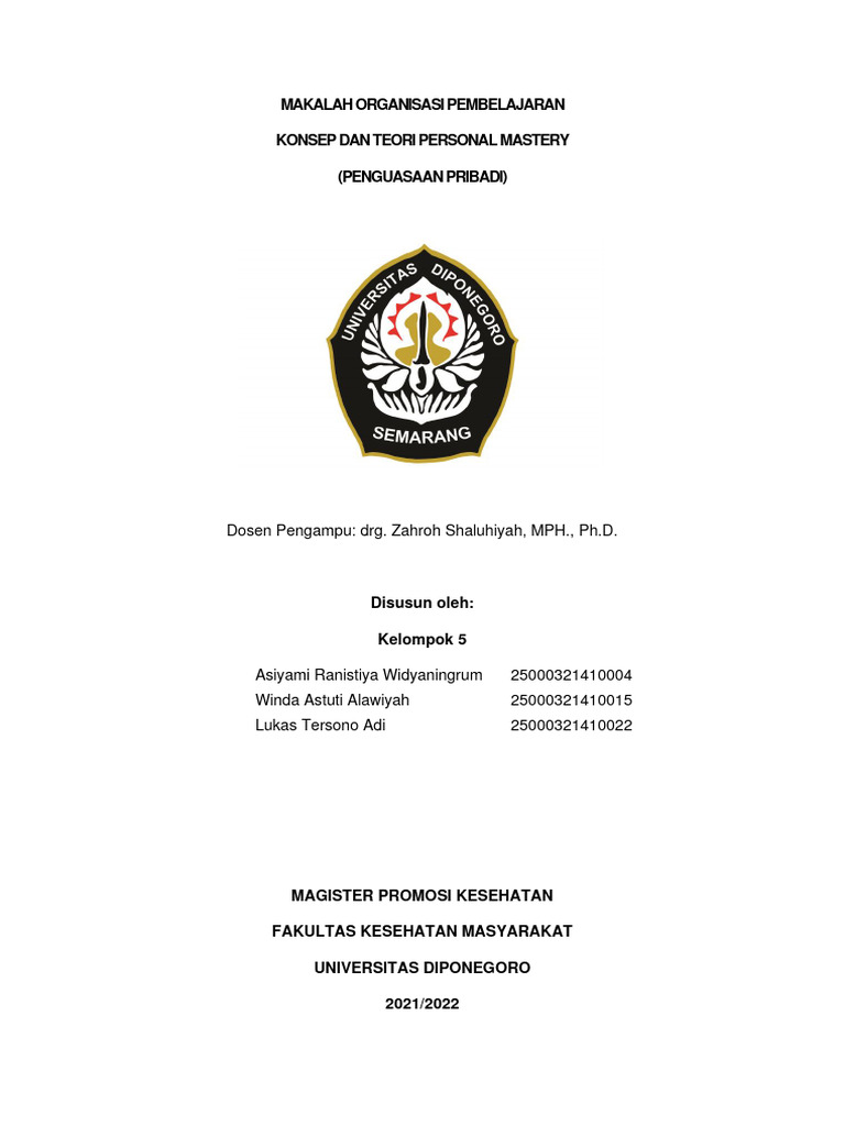 Paper Kelompok 5 - Konsep Dan Teori Personal Mastery | PDF ...