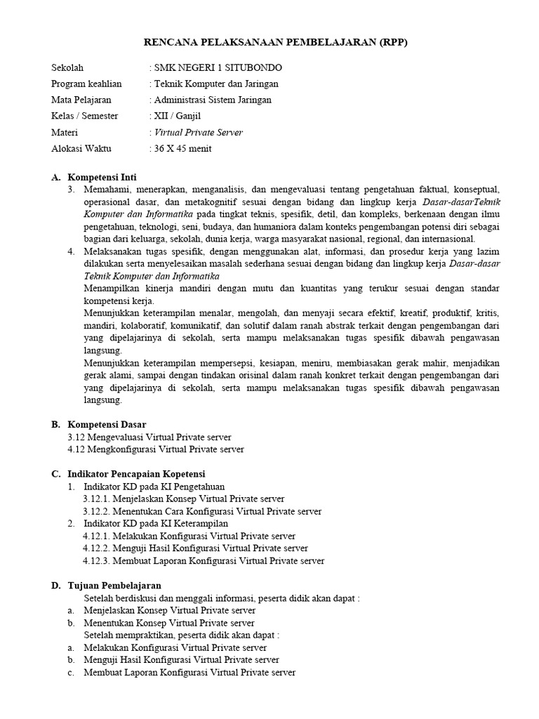 RPP Asj KD 3.12 & 4.12 Virtual Private Server | PDF