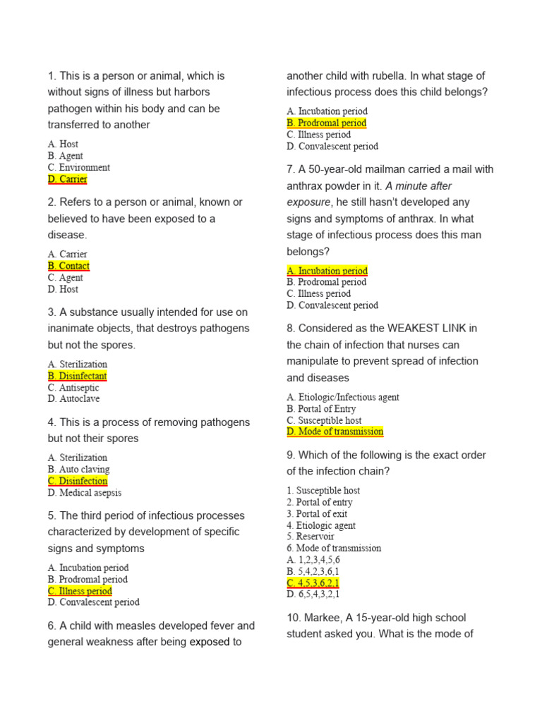 Communicable Disease Answers | PDF | Infection | Measles