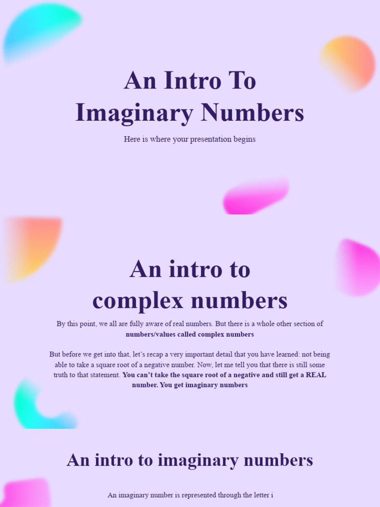 En An Intro To Imaginary Numbers by Slidesgo | PDF | Complex Number