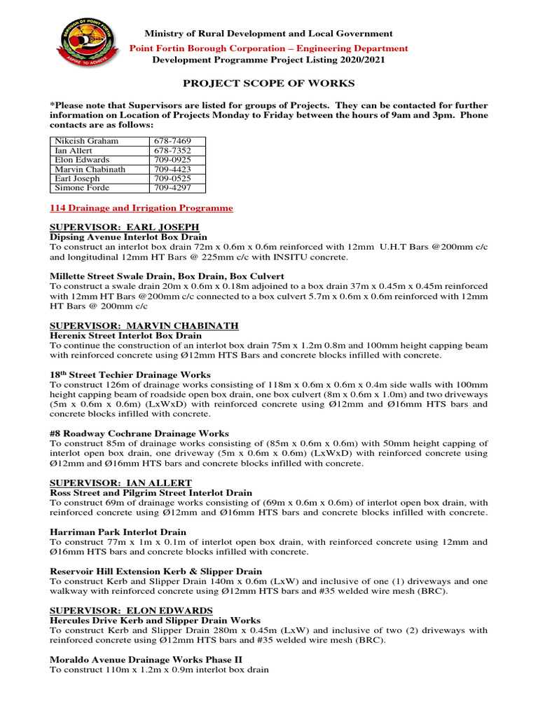 DP Projects 2020-2021 Scope of Works | Download Free PDF | Road Surface | Road