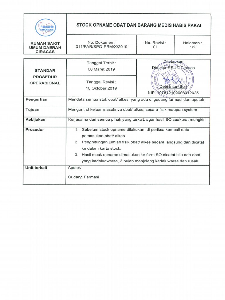 11 Spo Stock Opname Obat Dan Barang Medis Habis Pakai Pdf