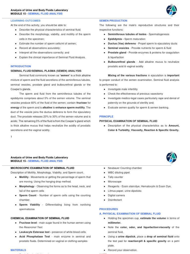 Aubf Lab M15 Seminal Fluid | PDF | Semen | Prostate