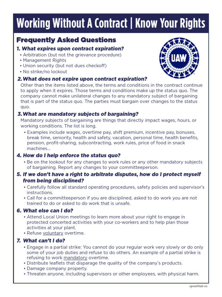 Union Rights After Contract Expiration | PDF