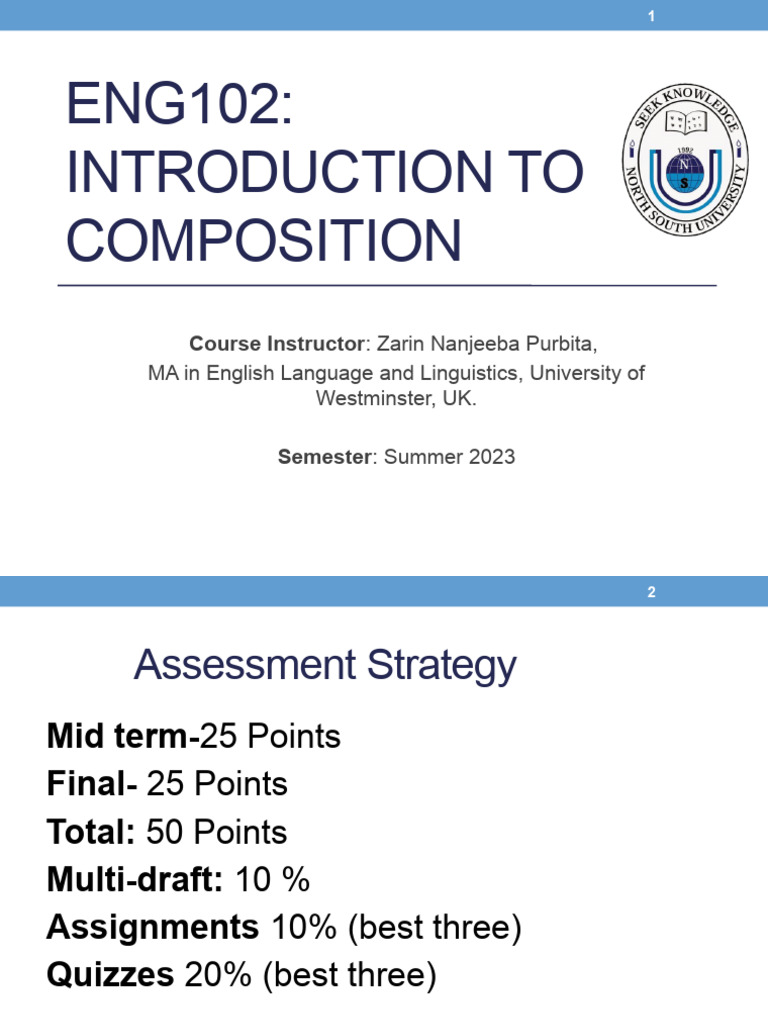 ENG102 Composition Course Overview | PDF | Computer Keyboard | Paragraph