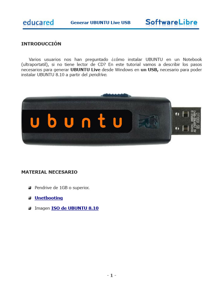 Crear Ubuntu Live USB desde Windows | PDF