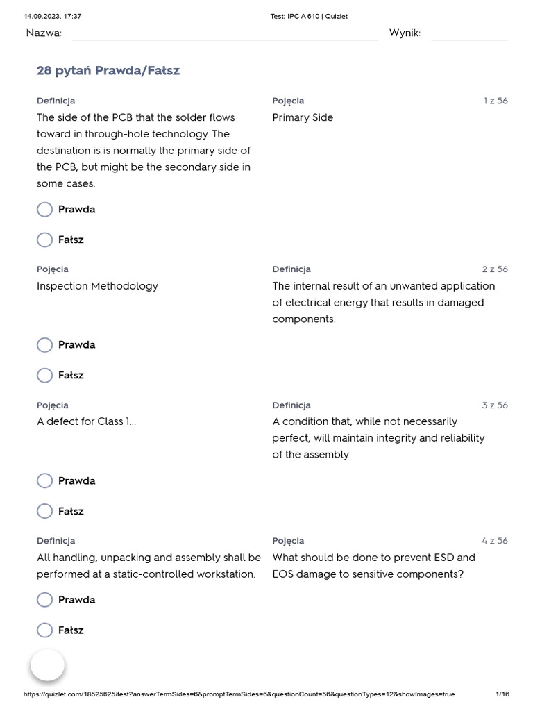 Test - IPC A 610 - Quizlet | PDF | Electrostatic Discharge | Printed ...
