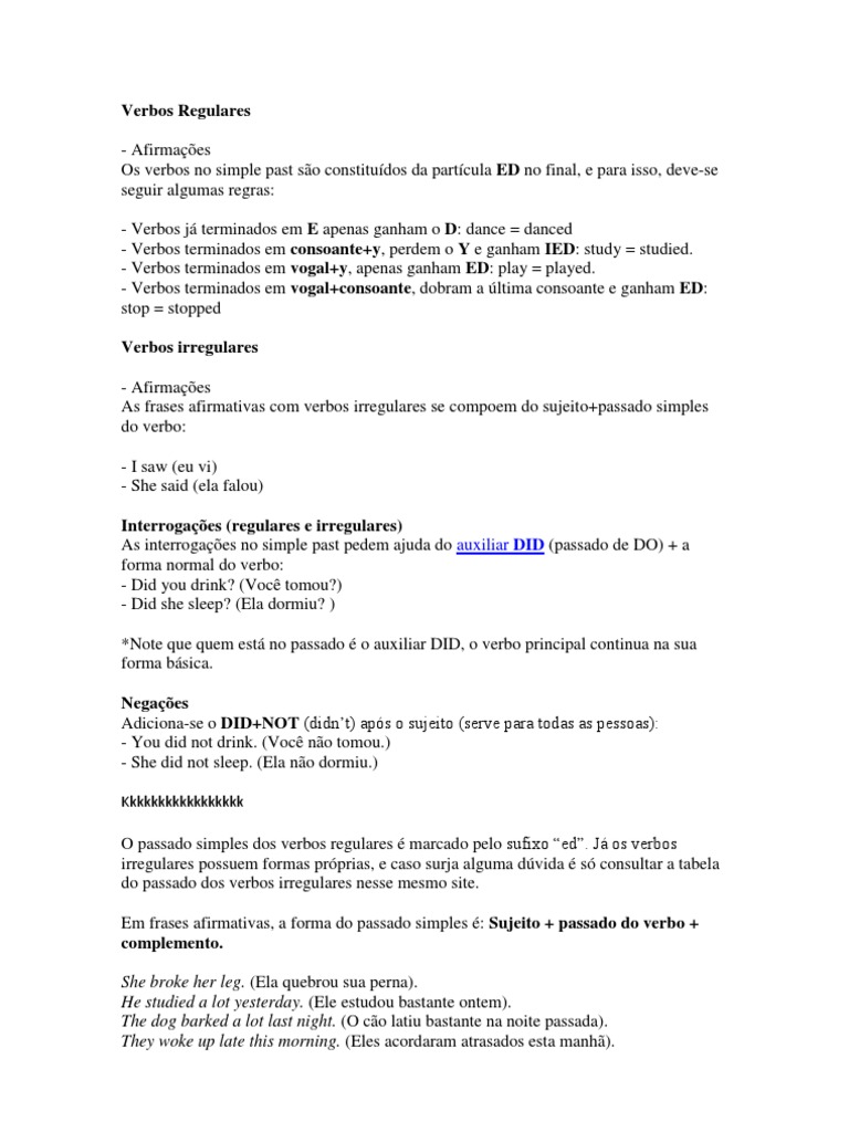 Verbos Regulares | PDF | Pronome | Plural