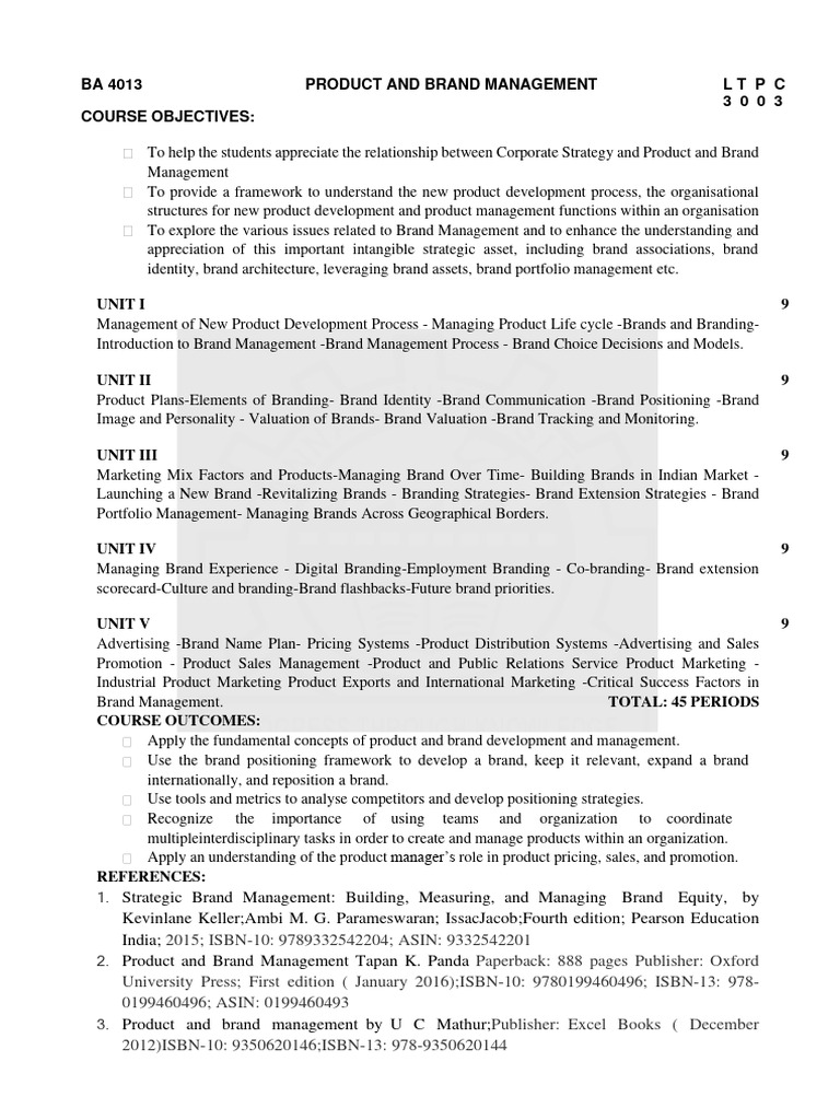 3.syllabus - PBM | PDF | Brand | Marketing