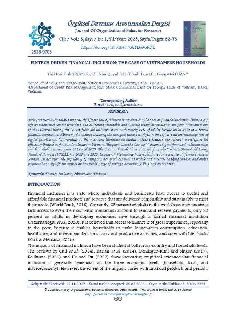Odad 2023 Vol8iss1 52 73 5938 Pdf Financial Inclusion Microfinance