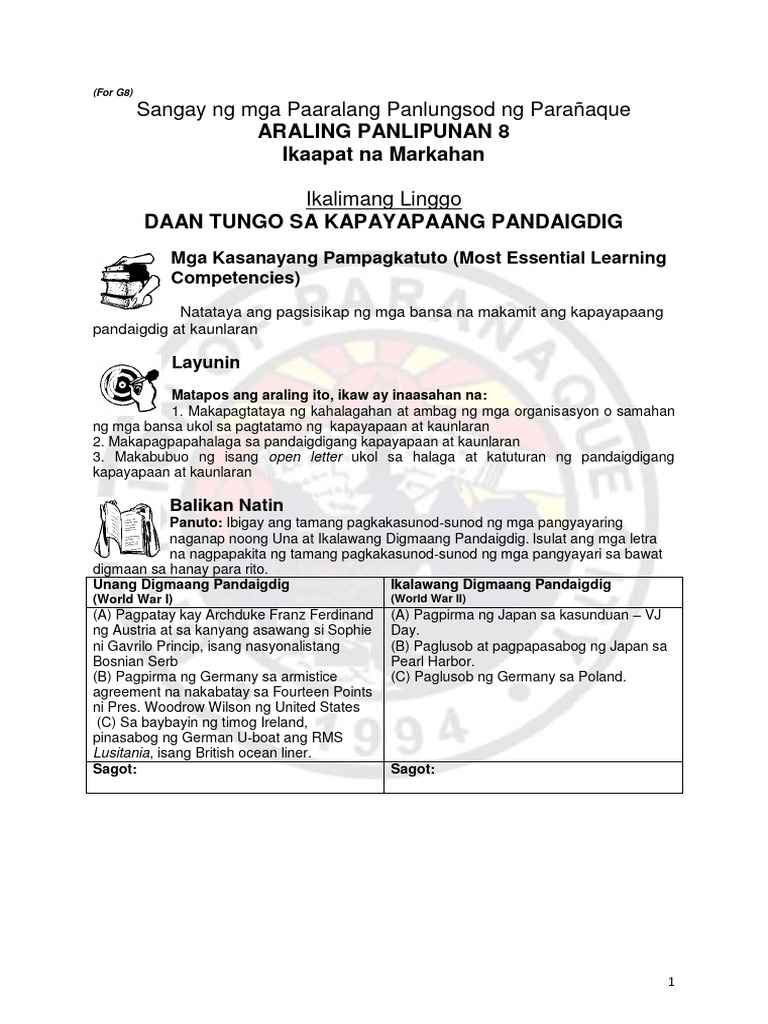 AP Grade8 Quarter4 Module Week5 | PDF AP Grade8 Quarter4 Module Week5 | PDF