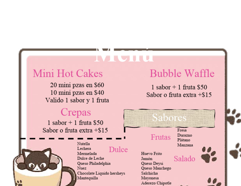Menú de Crepas y Mini Hot Cakes | PDF