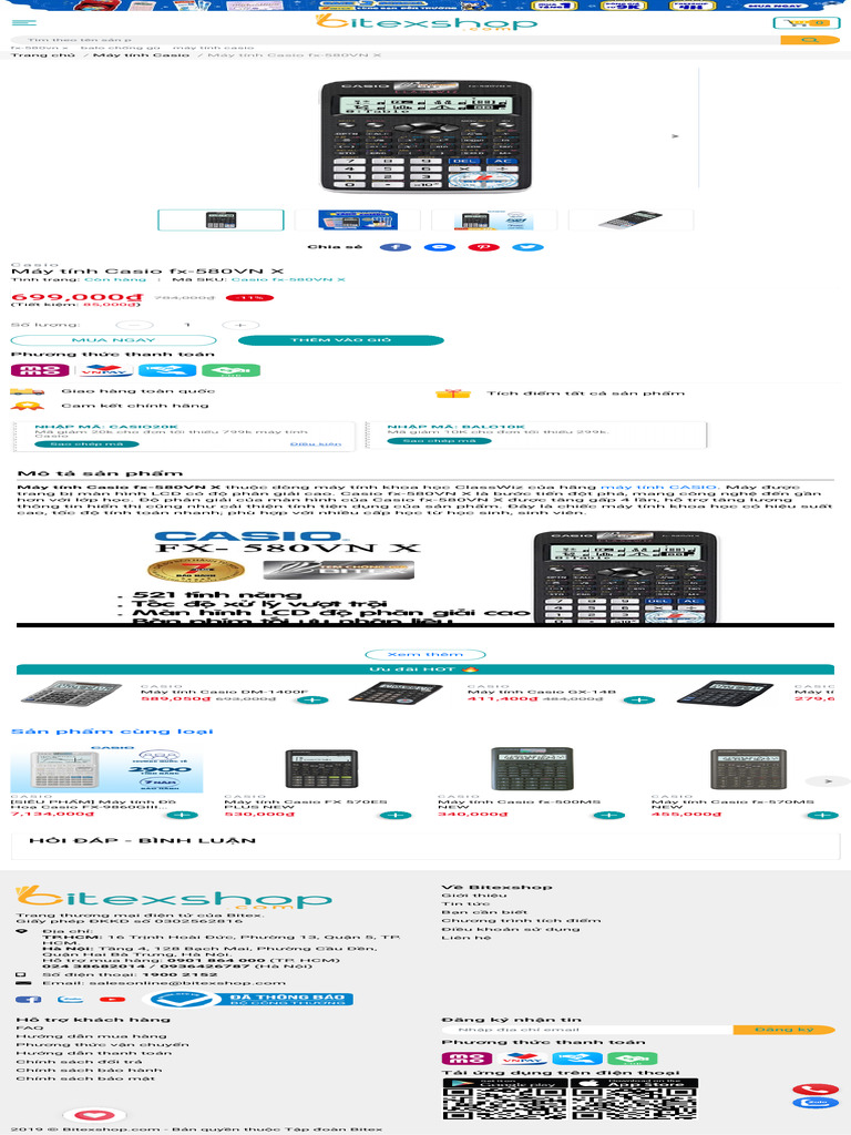 Máy Tính Casio Fx-580VN XMáy Tính Casio Fx-580VN X - BITEXSHOP | PDF