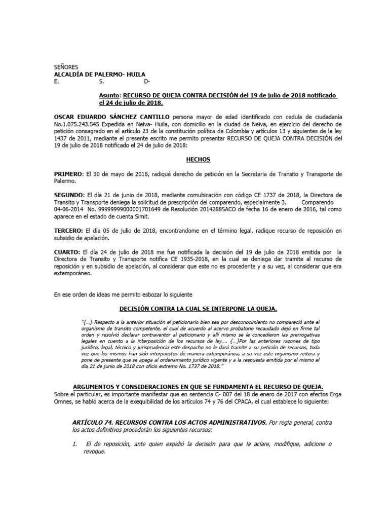 Recurso Queja | PDF | Apelación | Caso de ley