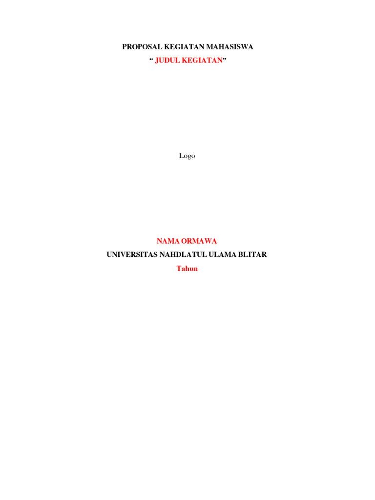 Format Proposal Kegiatan Ormawa 1 1 | PDF