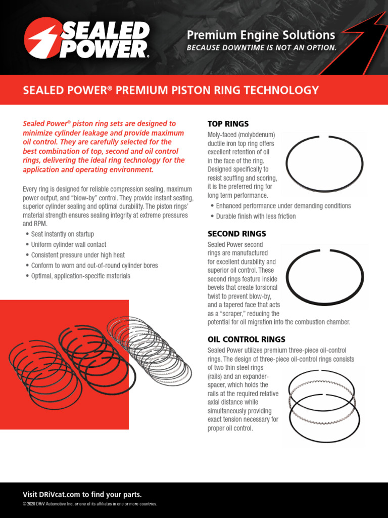 Sealed Power Technical Bulletin Piston Rings | PDF | Piston ...