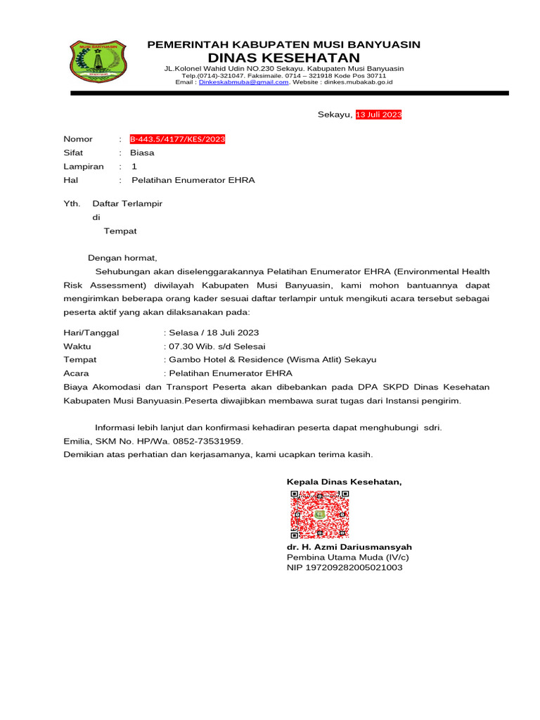 Pelatihan Enumerator EHRA Musi Banyuasin | PDF