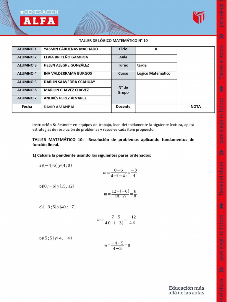Taller Matemático 10 Alfa Ultra | PDF | Matemáticas | Objetos matemáticos