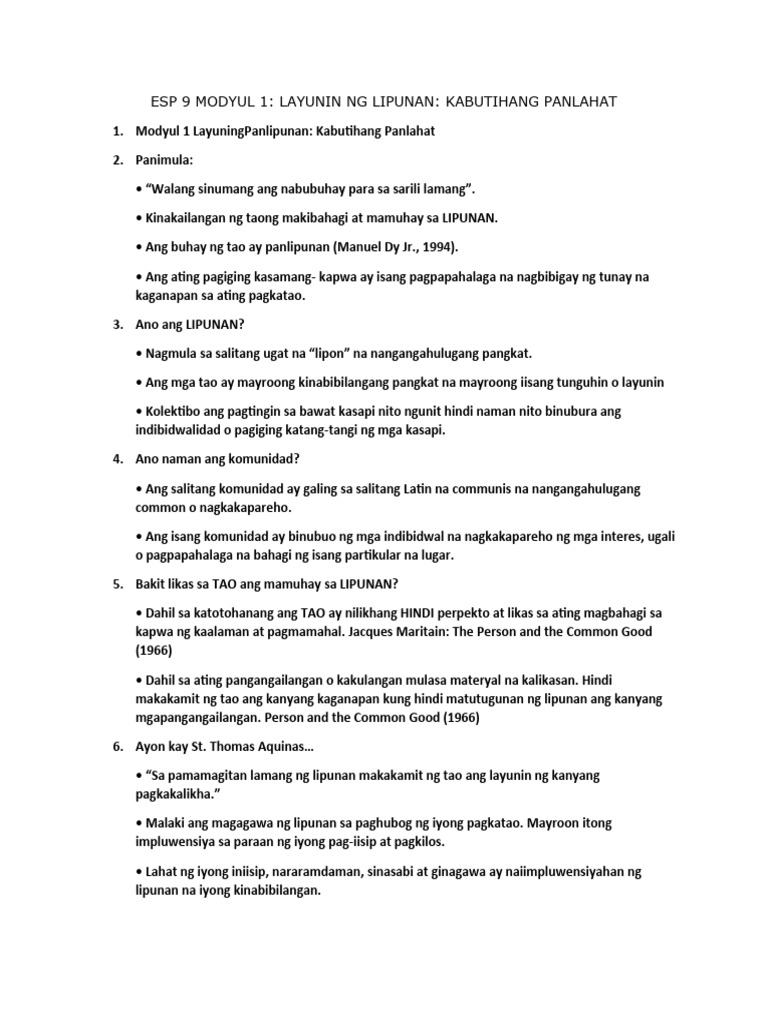 Esp 9 Modyul 1 | PDF