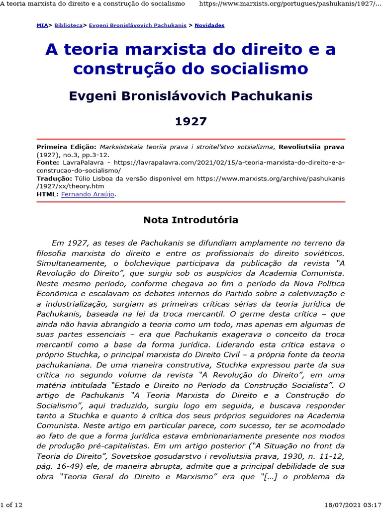 Teoria Marxista do Direito e Socialismo | PDF | Estado | Burguesia