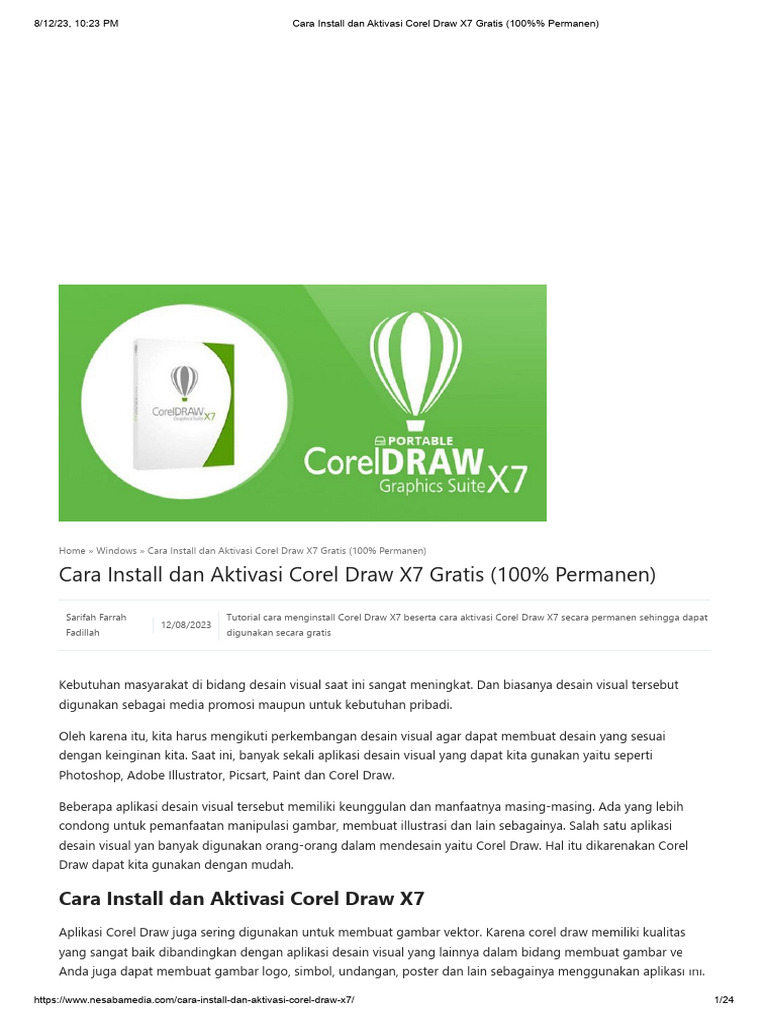 Cara Install Dan Aktivasi Corel Draw X7 Gratis (100 Permanen) | PDF