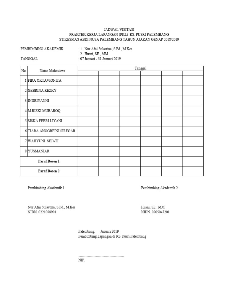 Absen PKL Rs 2019 | PDF