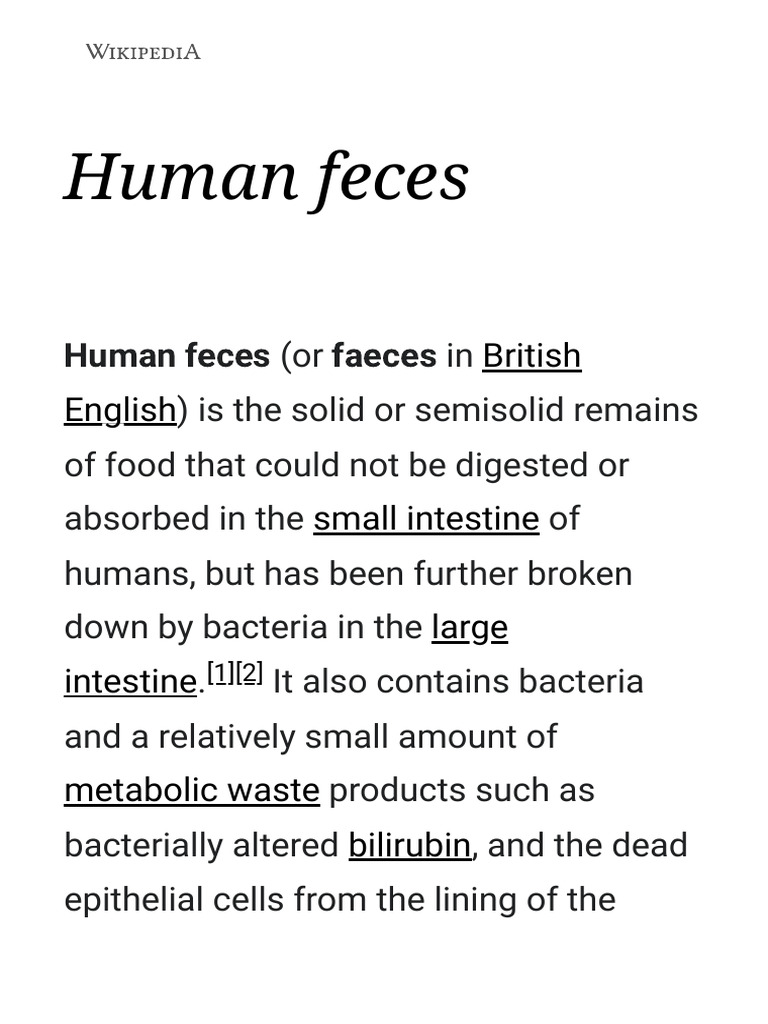 Human Feces - Wikipedia | PDF | Human Feces | Public Health