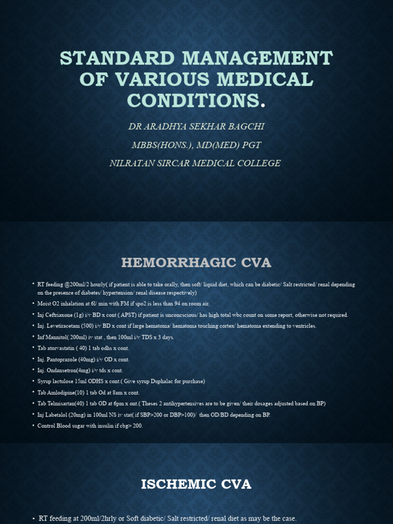 Standard Management of Various Medical Conditions | PDF | Medicine ...