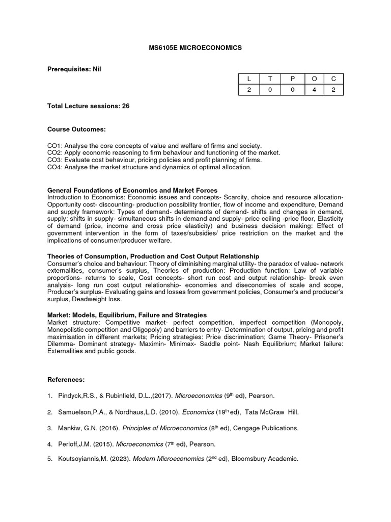 MICROECONOMICS | PDF | Microeconomics | Economics