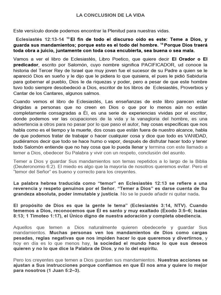 Qué Significa Temer A Dios y Guardar Sus Mandamientos | PDF ...