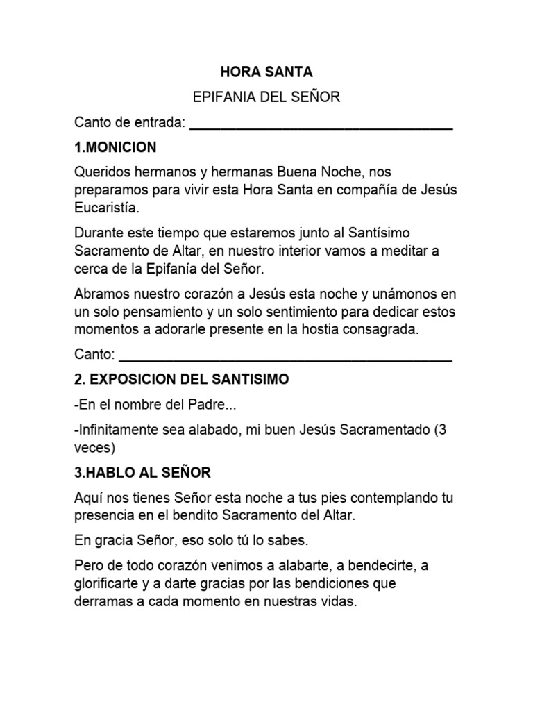 Hora Santa | PDF | eucaristía | María, madre de Jesús