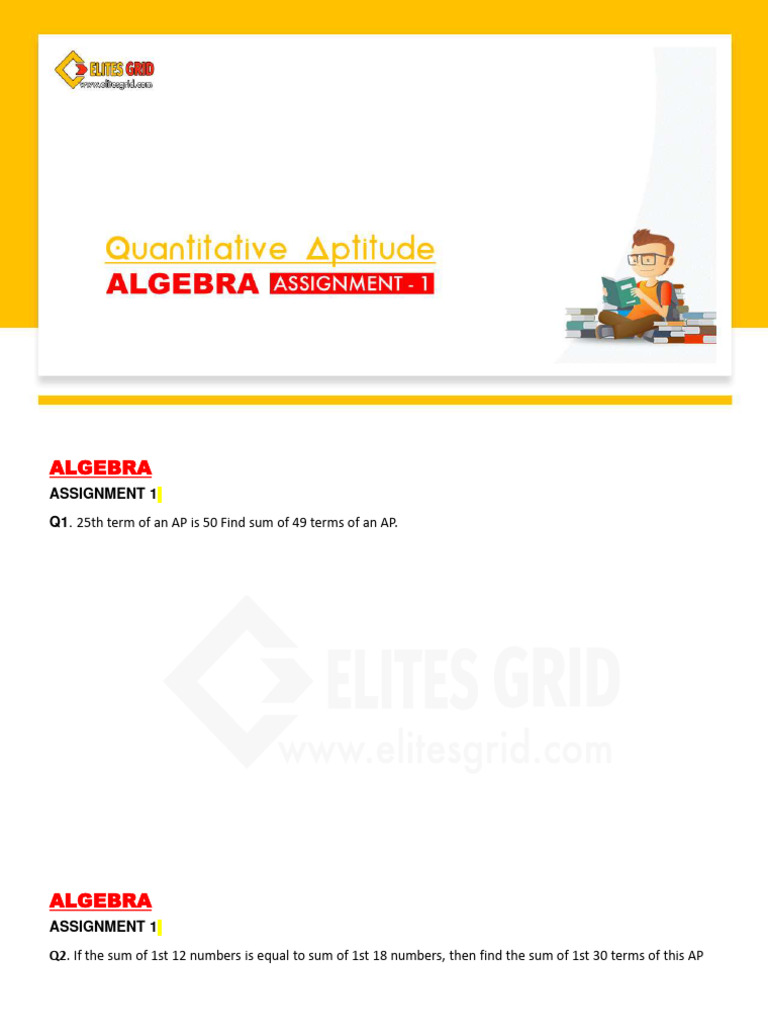 3684541algebra Assignment 1 - Sequence & Series | PDF | Algebra | Numbers 3684541algebra Assignment 1 - Sequence & Series | PDF | Algebra | Numbers