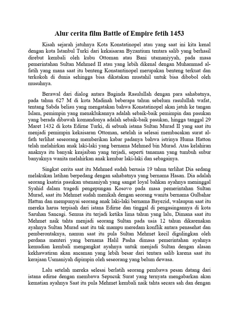 Sinopsis Film Fetih 1453: Jatuhnya Konstantinopel | PDF